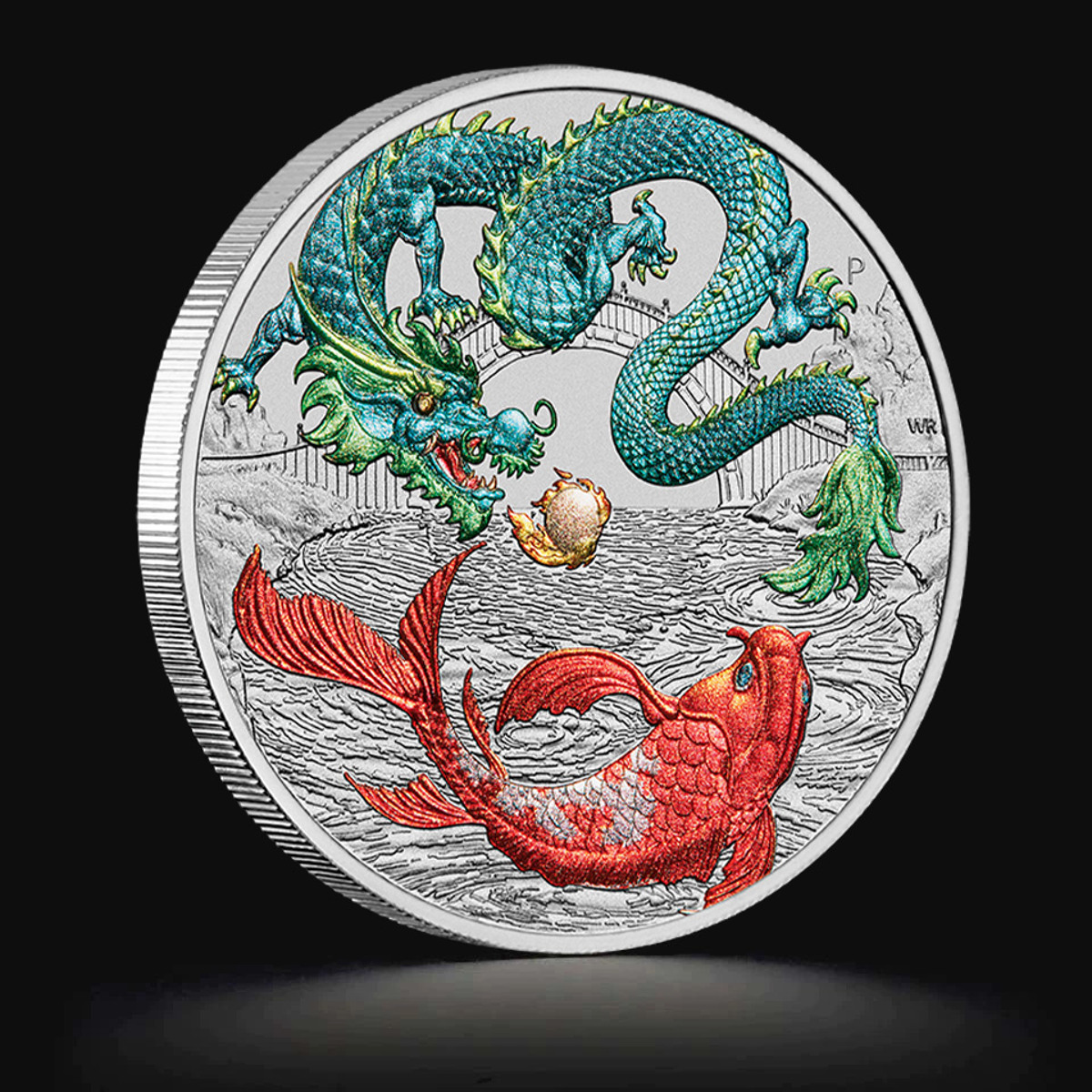 1 oz Australian Green Dragon And Koi Silver Coloured Coins* | Tavex