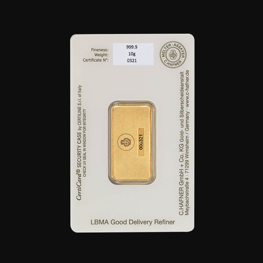 10 gram C.HAFNER Gold Bar | Tavex