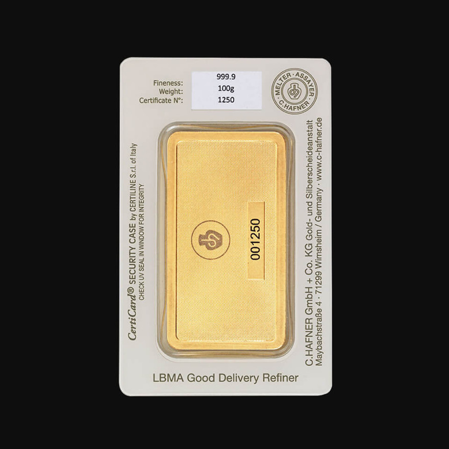 100 gram C.HAFNER Gold Bar | Tavex