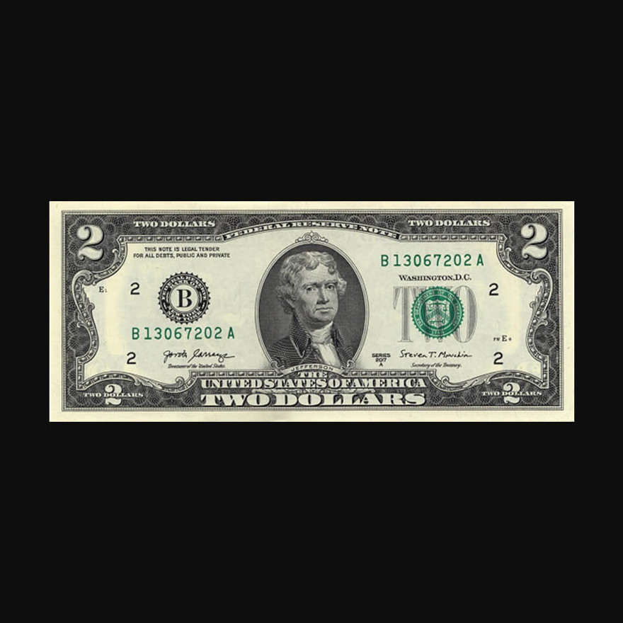 Paczka bankowa 2 dolary zestaw 100 sztuk | Tavex