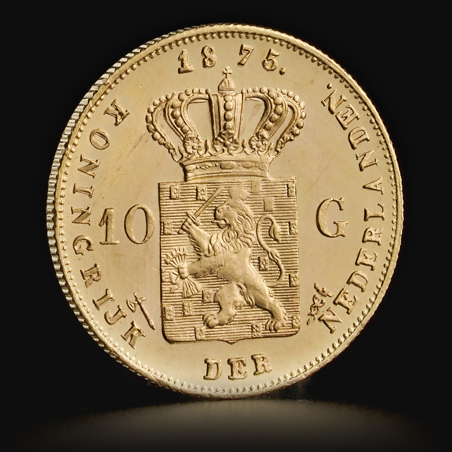 Złota moneta Holenderskie 10 Guldenów Willem III 6,06 g | Tavex